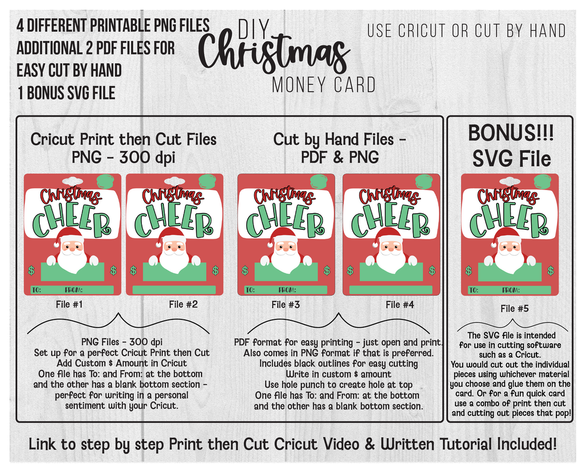 Printable Christmas Peaking Santa Lip Balm Money Card Template – Bees ...