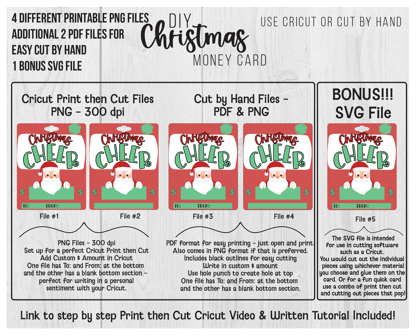 Printable Christmas Peaking Santa Lip Balm Money Card Template – Bees ...