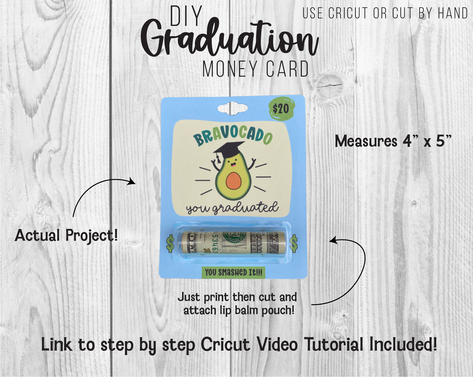 Printable Funny Graduation Bravocado Lip Balm Money Card Template ...