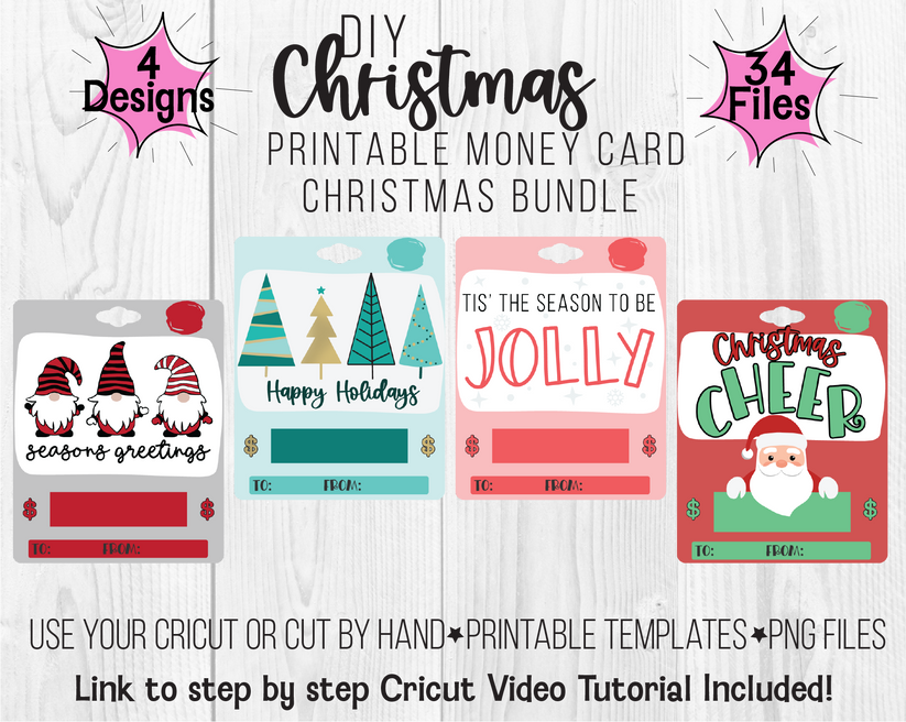 Printable Holiday Lip Balm Money Card Template Bundle – Bees Knees SVG