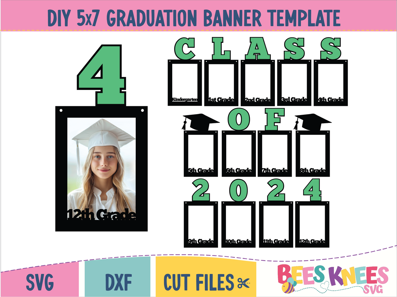 Graduation Banner 5x7 SVG Template – Bees Knees SVG