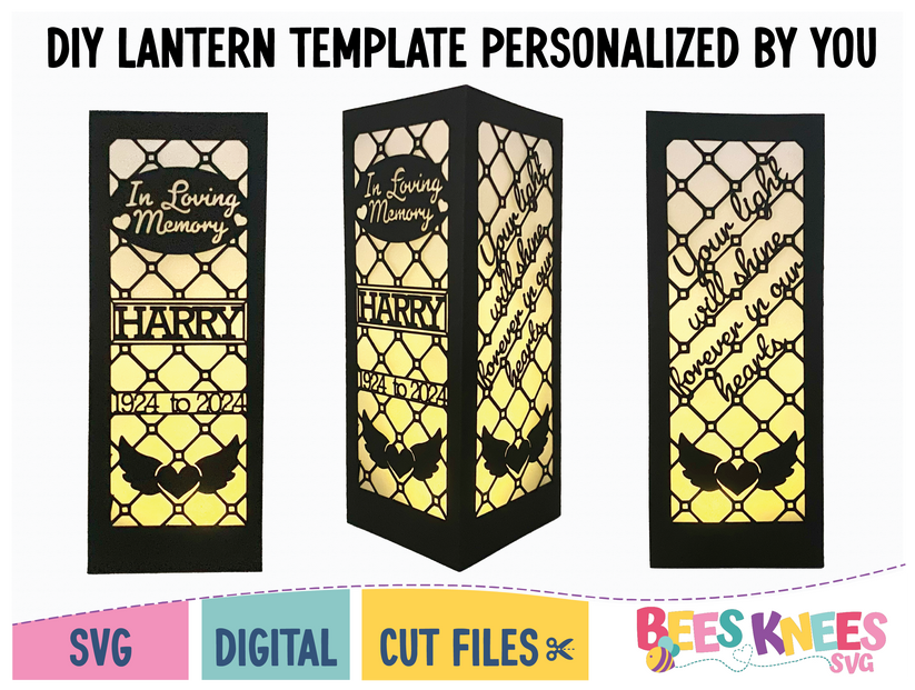 DIY Personalized Memorial Lantern Template SVG – Bees Knees SVG