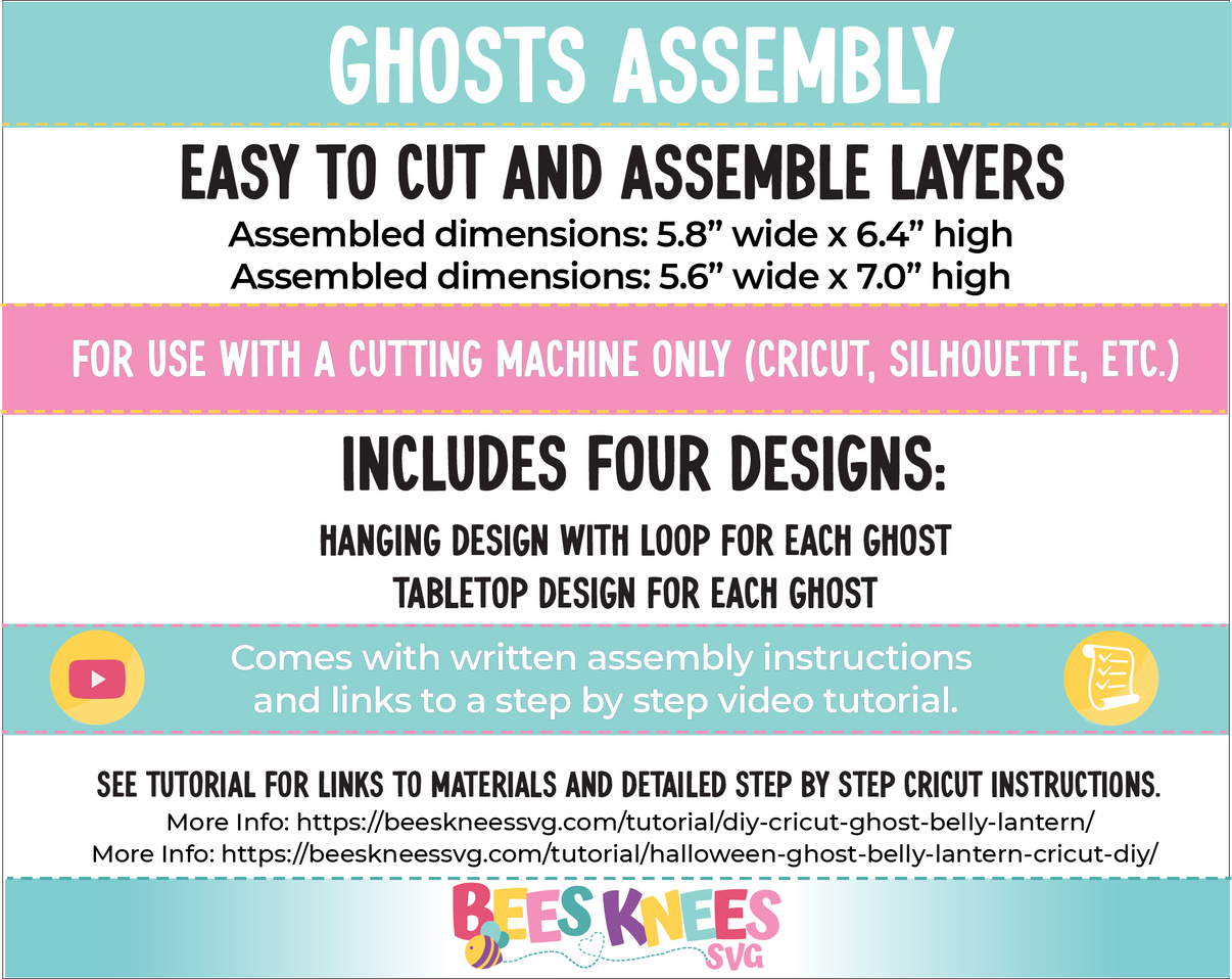 Ghost Duo Halloween Belly Lantern SVG Digital File – Bees Knees SVG