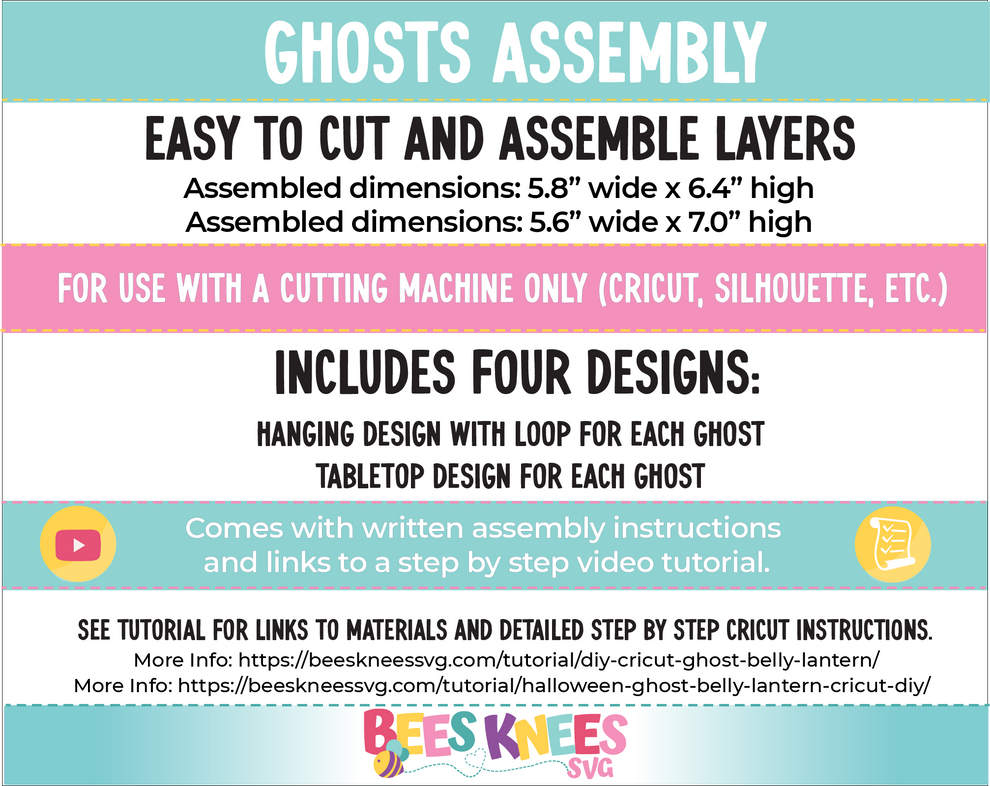 Ghost Duo Halloween Belly Lantern SVG Digital File – Bees Knees SVG