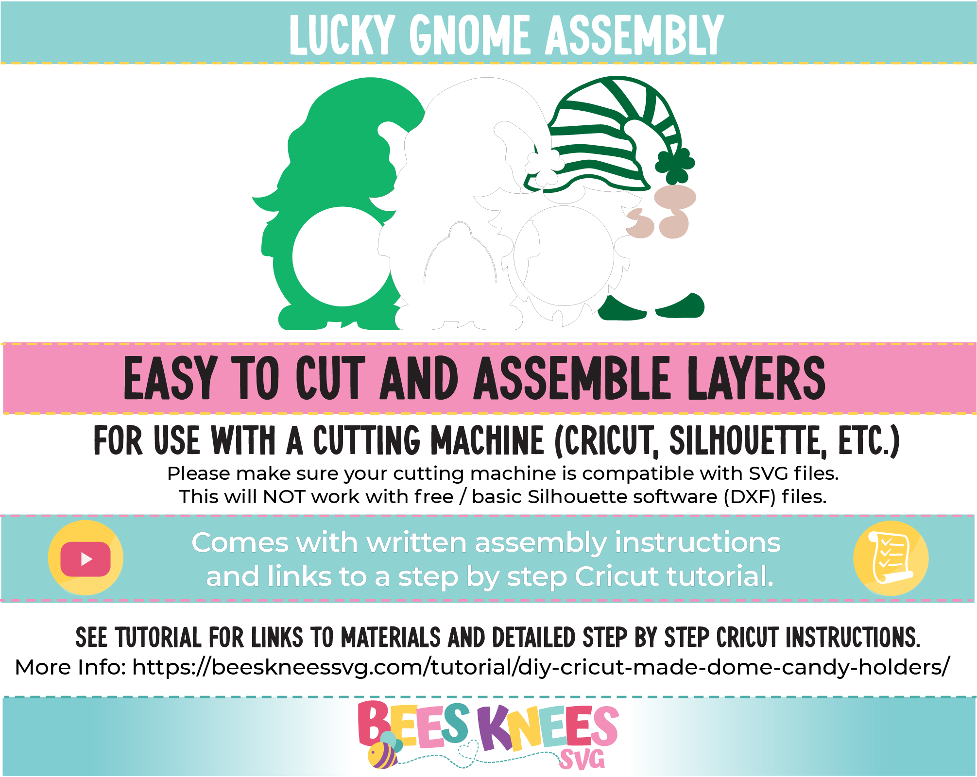 Lucky Gnome St. Patrick's Day Dome Candy Holder SVG File – Bees Knees SVG